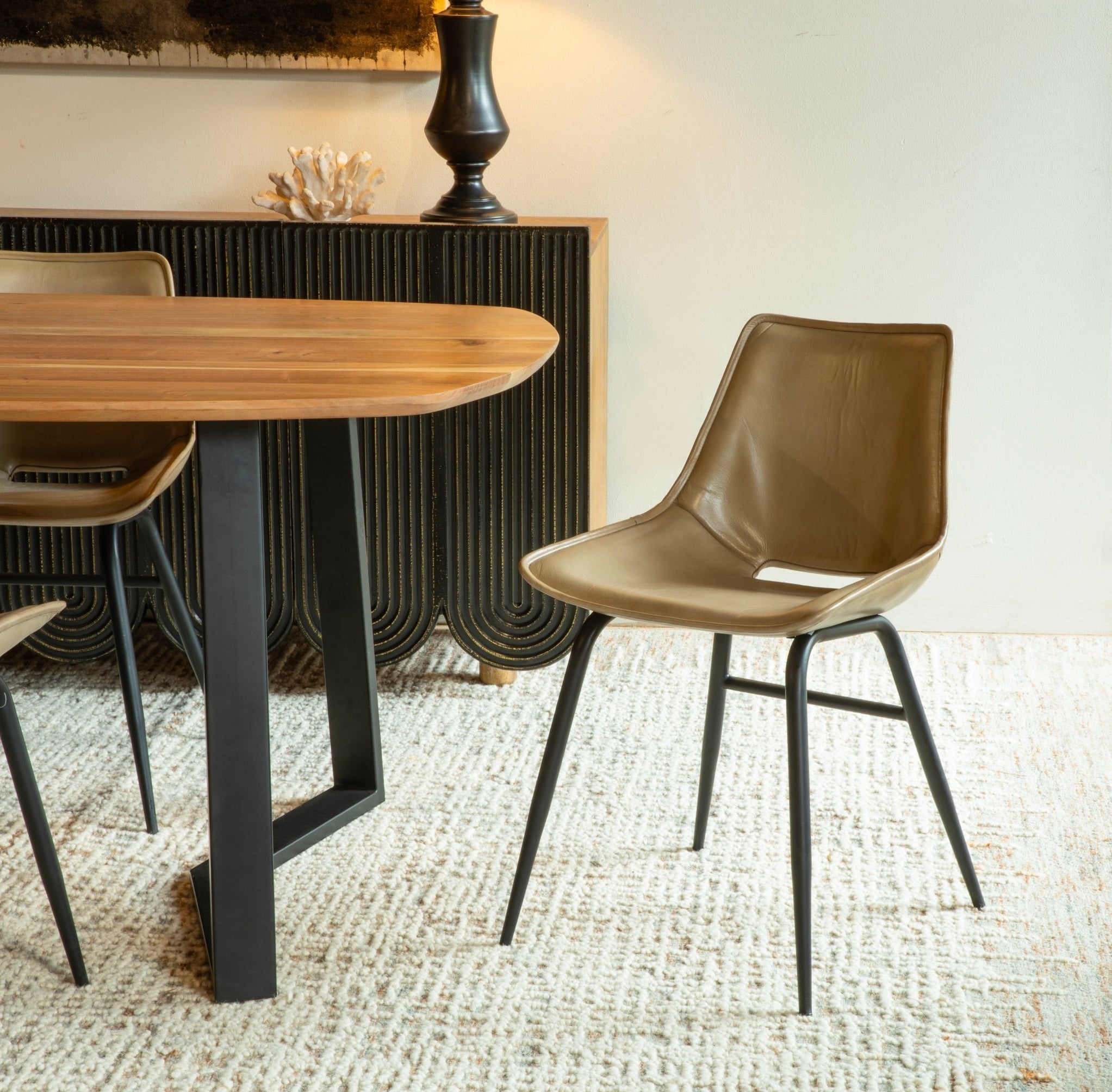 Brisbane Open Back Leather Dining Chair - World Interiors