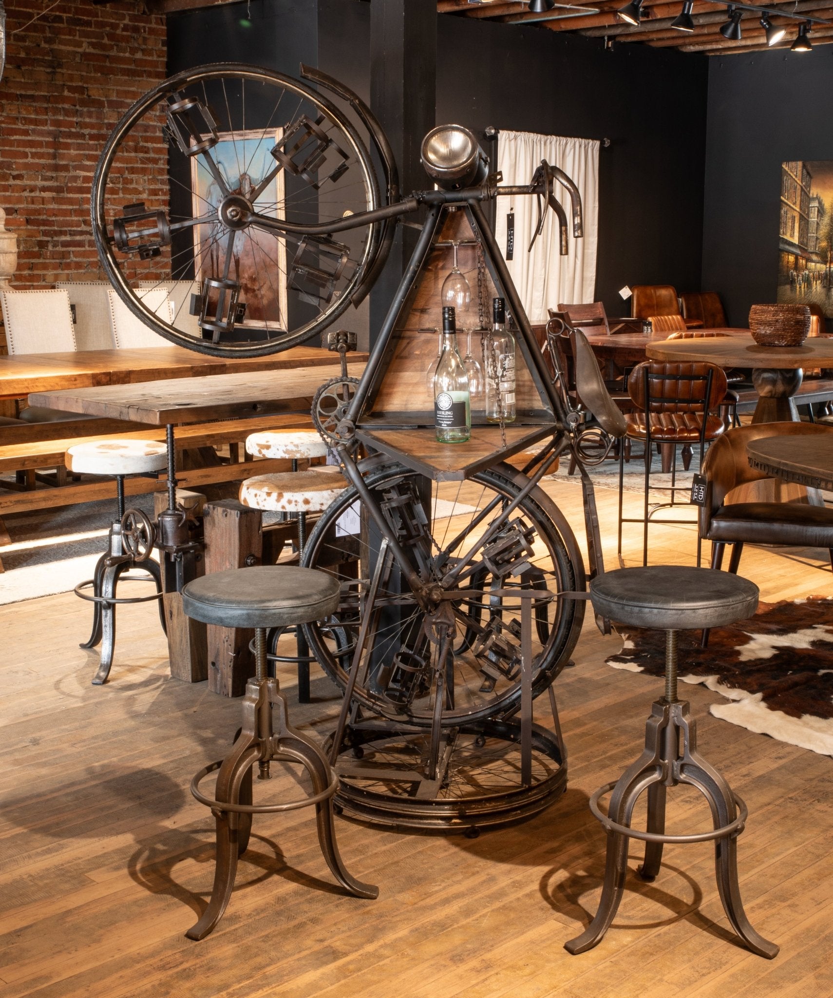 Rustic Revival Industrial Bicycle Bar Cart — World Interiors