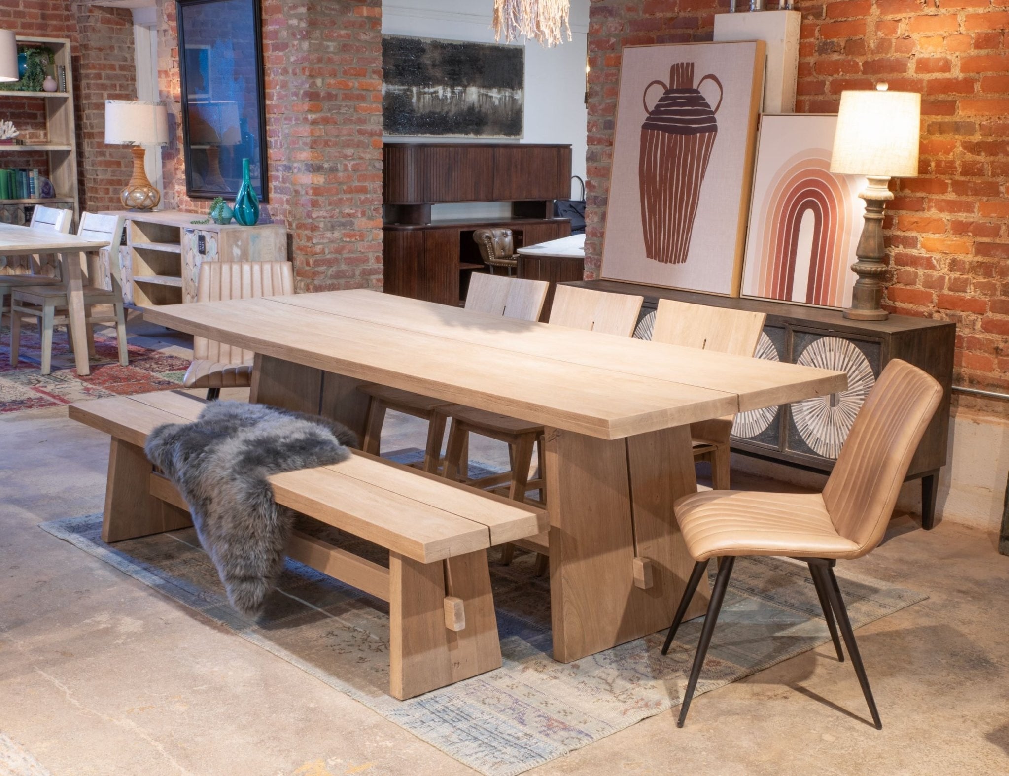 Acadia 94" Rustic Modern Dining Table - World Interiors