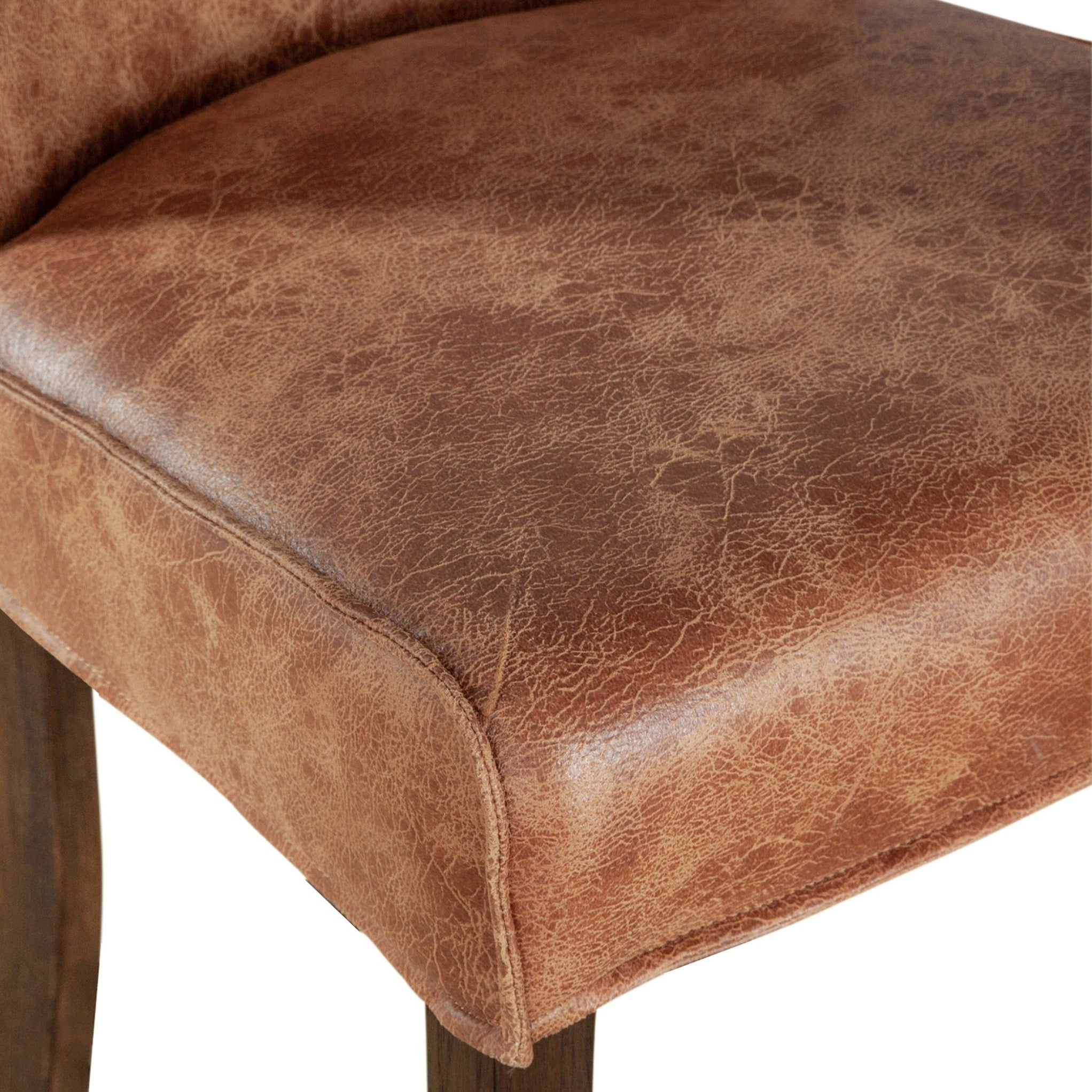 Avery Tan Leather and Oak Leg Dining Chair - World Interiors