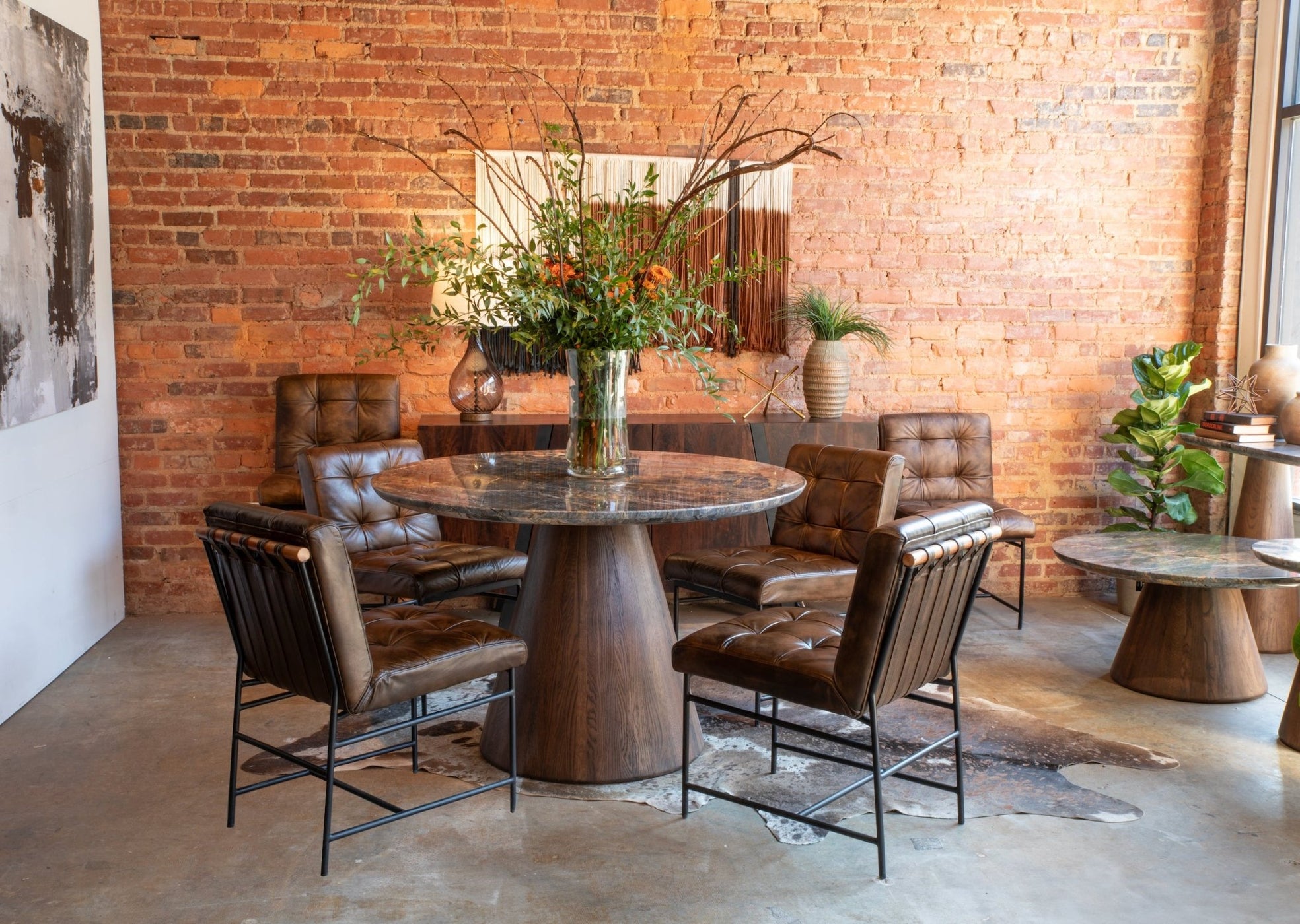 Caldera 48" Lava Marble Dining Table - World Interiors