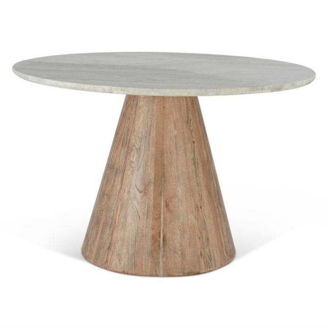 Caldera 48" White Travertine Dining Table - World Interiors
