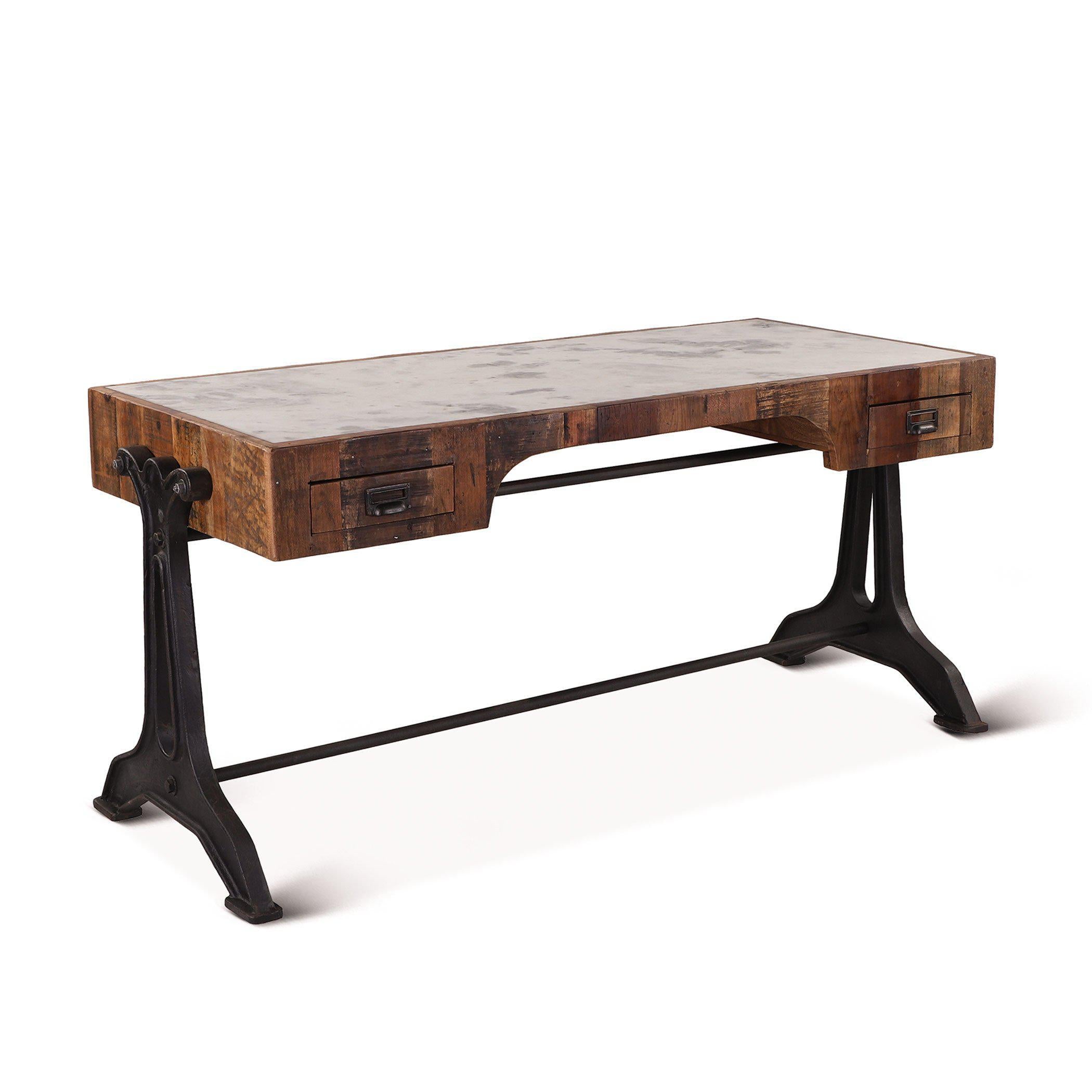 Melbourne Reclaimed Rustic Writing Desk - World Interiors