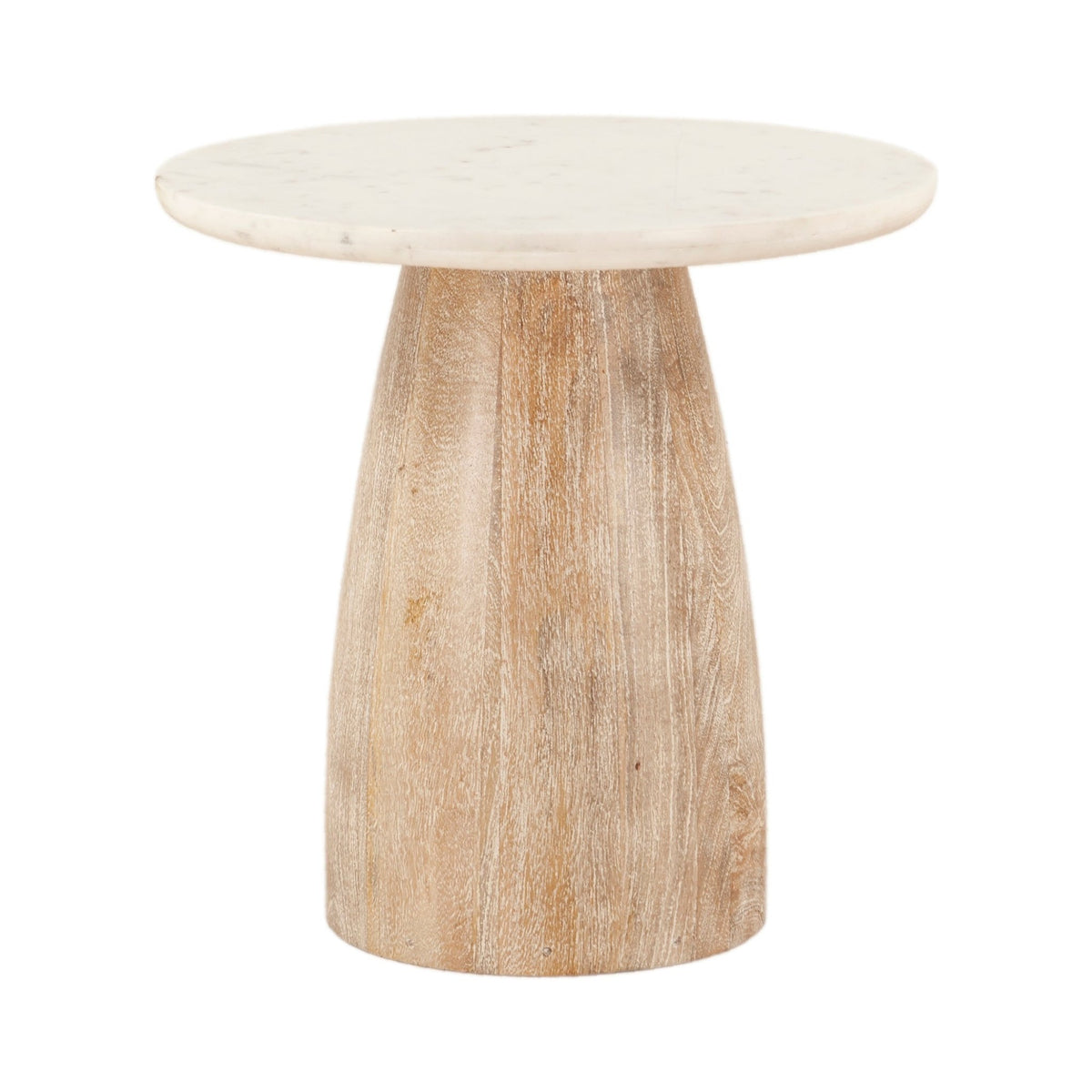 Palm Desert White Marble Round Side Table - World Interiors