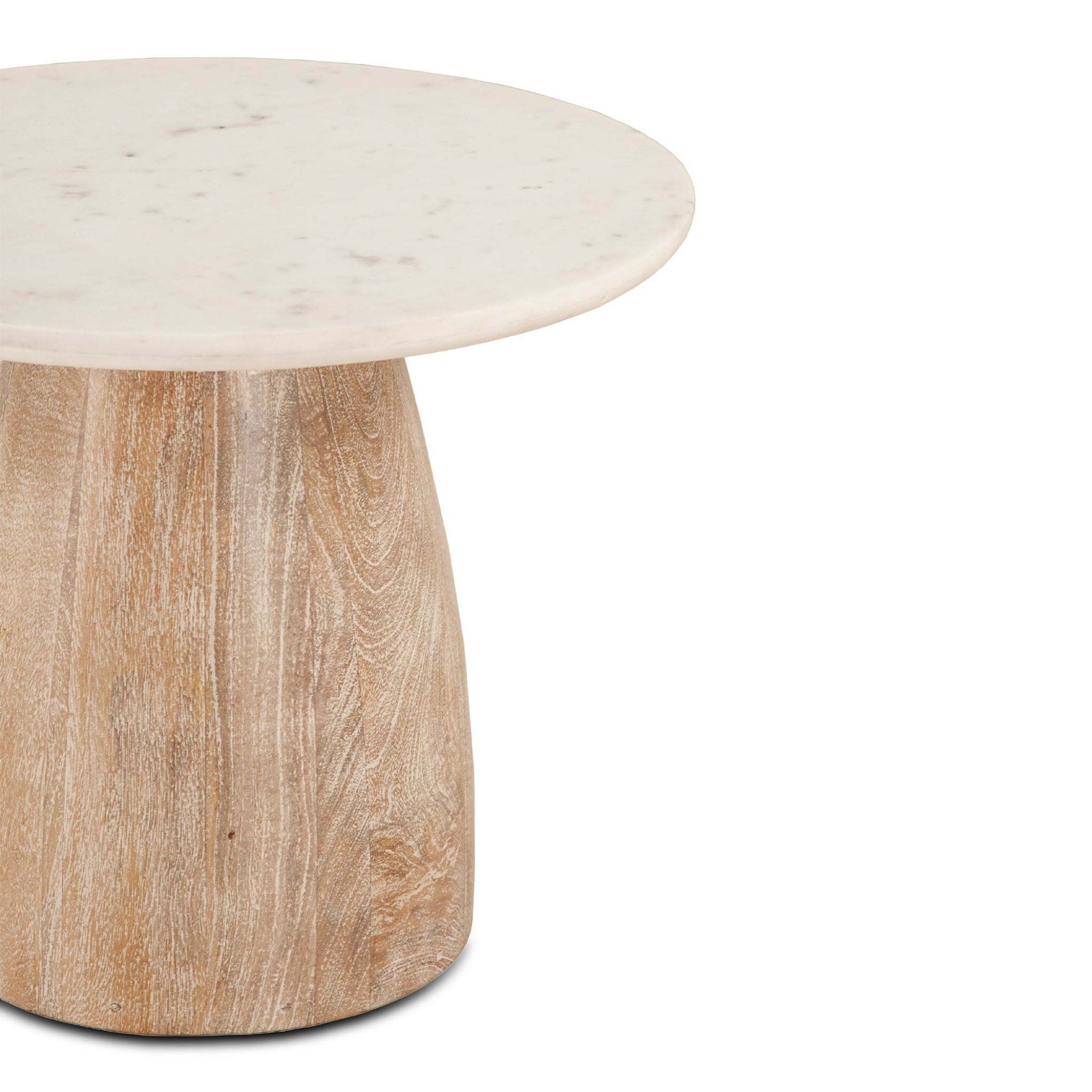 Palm Desert White Marble Round Side Table - World Interiors